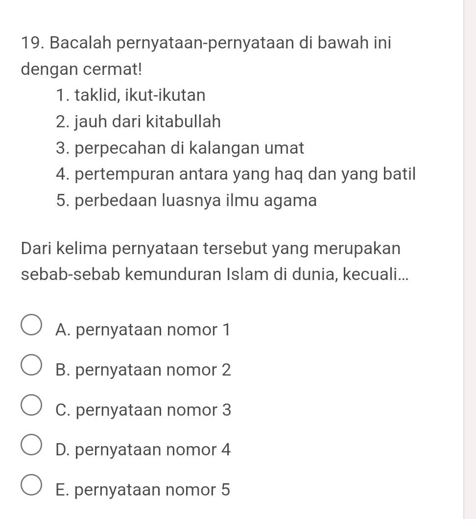 19. Bacalah pernyataan-pernyataan di bawah | StudyX