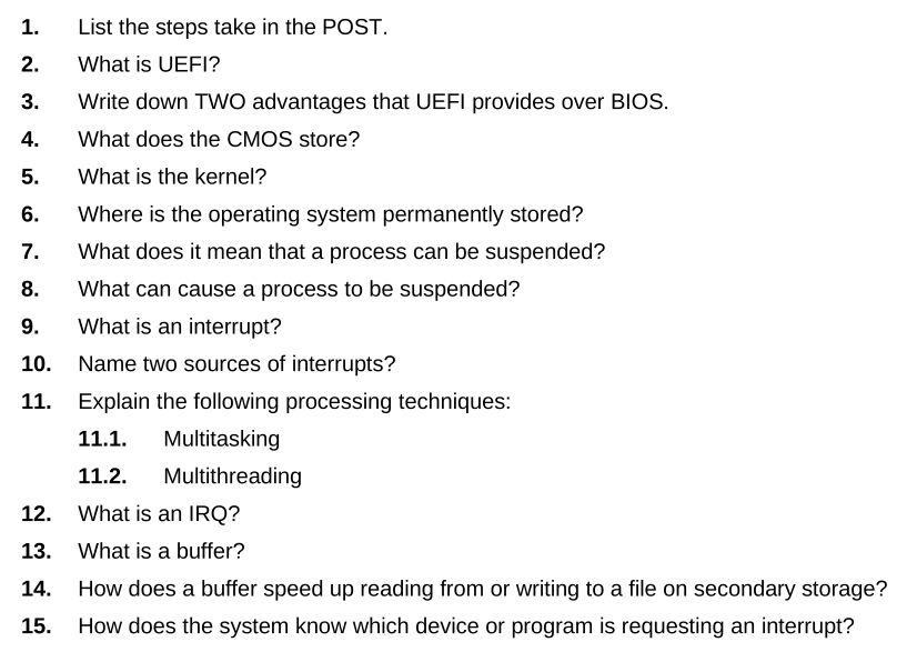 1. List the steps take in the POST. 2. What | StudyX