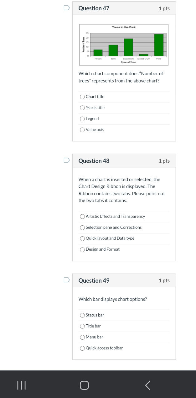Question 47 Which chart component does | StudyX
