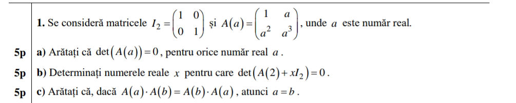 Se consideră matricele $I_2 = 1 0 0 1 \$ și | StudyX