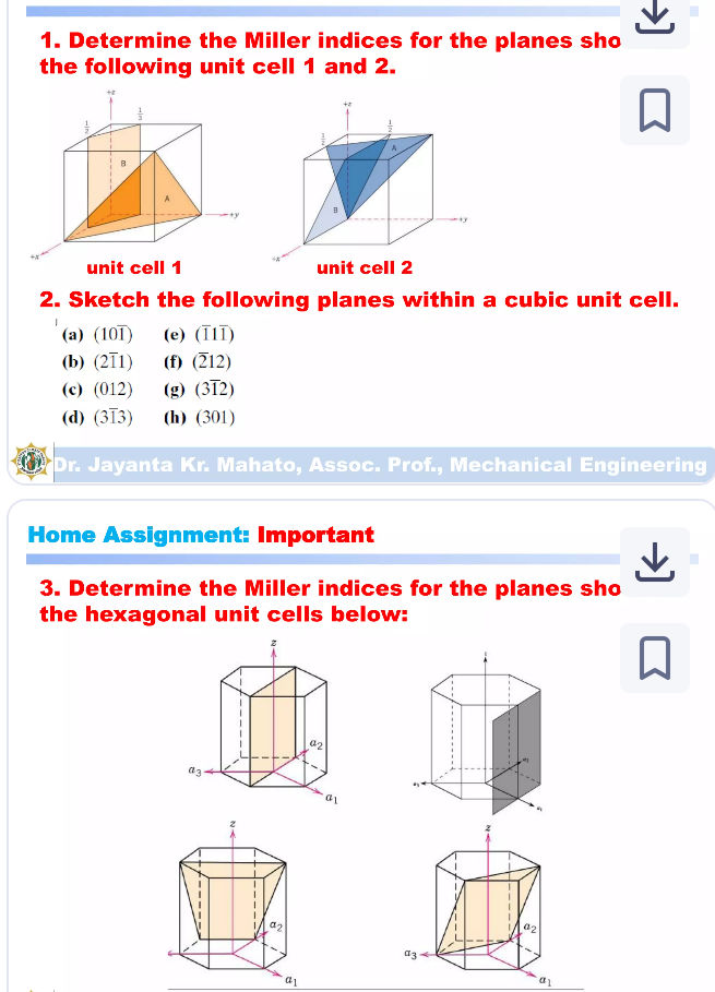 1. Determine the Miller indices for the | StudyX