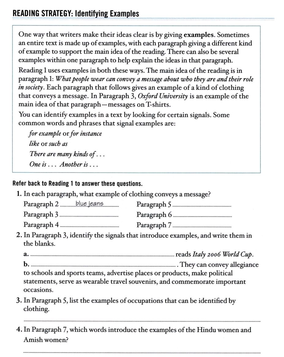1. In each paragraph, what example of | StudyX