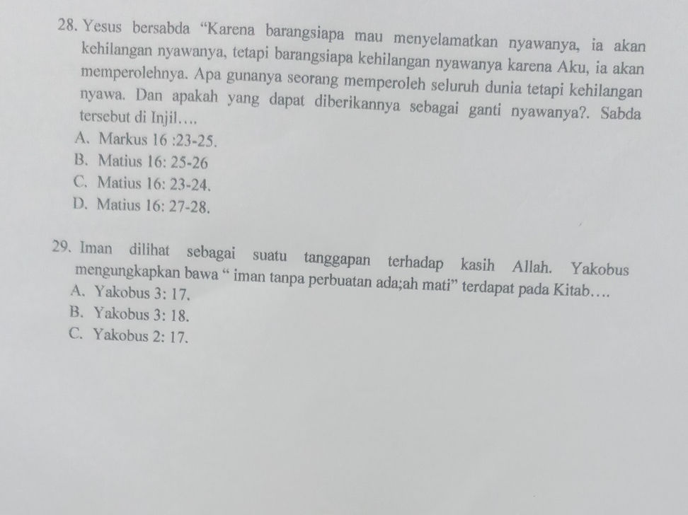 28. Yesus bersabda "Karena barangsiapa mau | StudyX