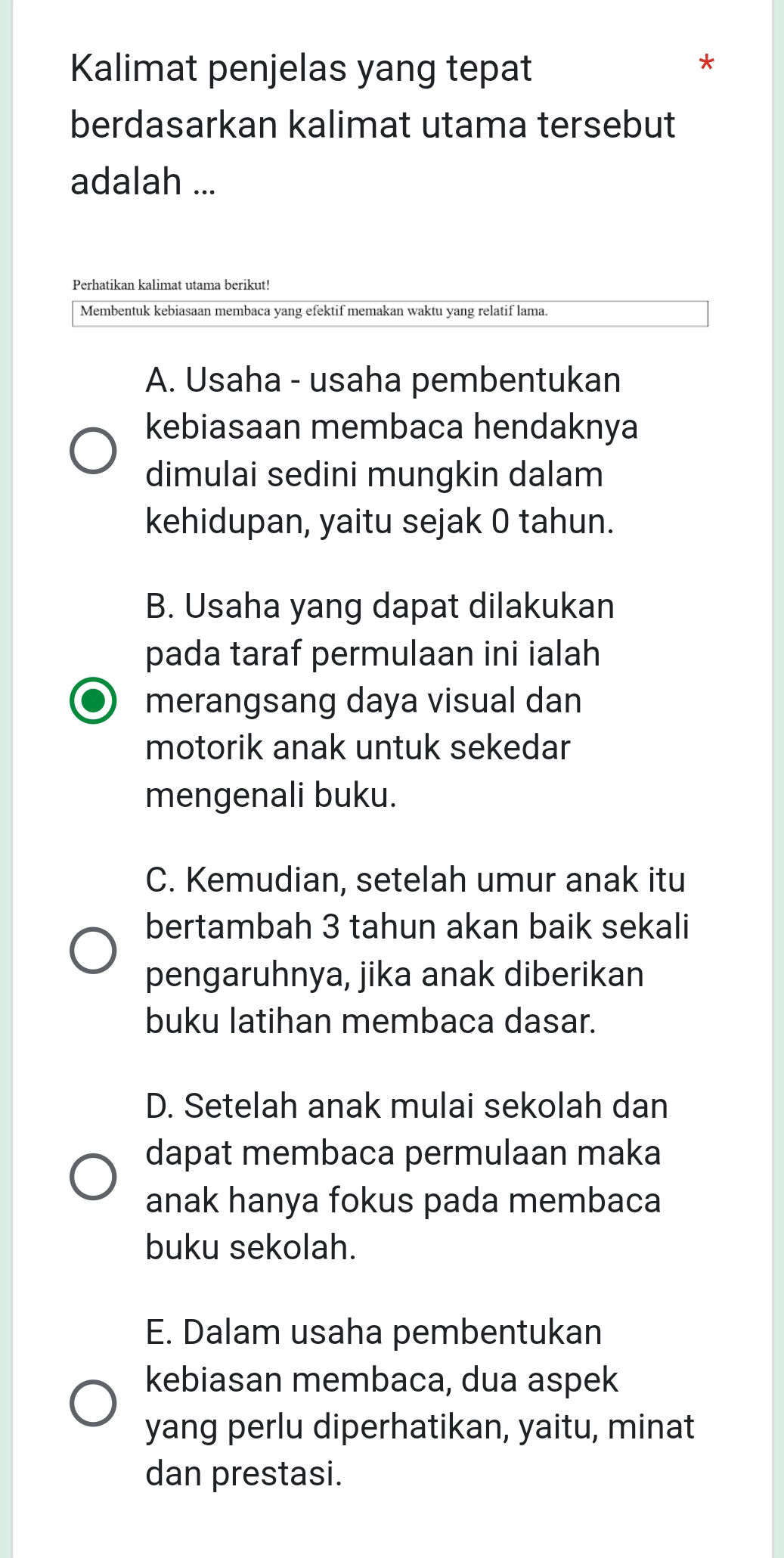 Kalimat penjelas yang tepat berdasarkan | StudyX