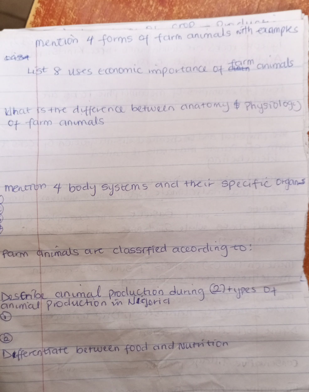 mention 4 forms of farm animals with | StudyX