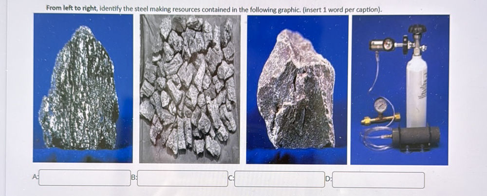 From left to right, identify the steel | StudyX