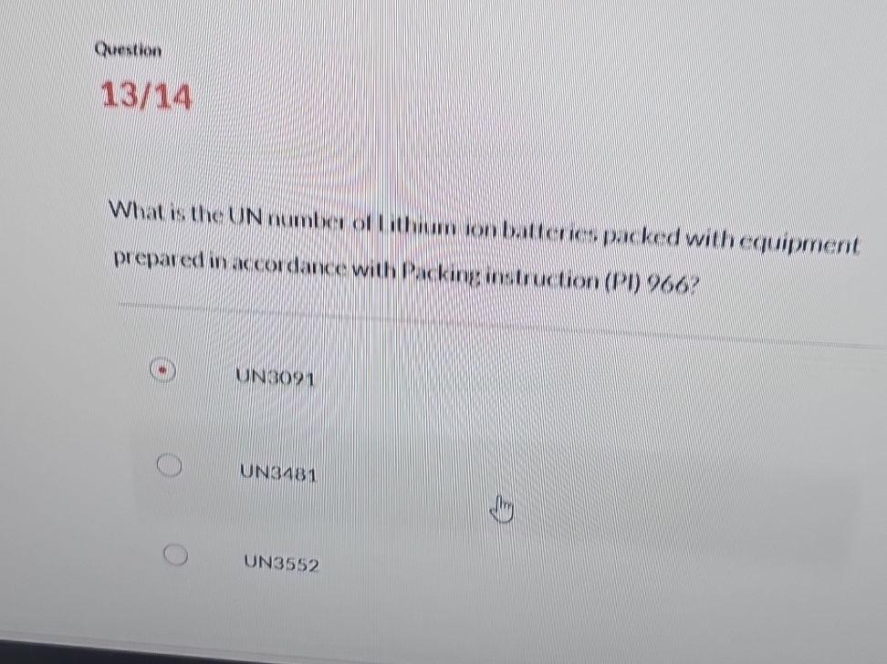 What is the UN number of Lithium ion | StudyX