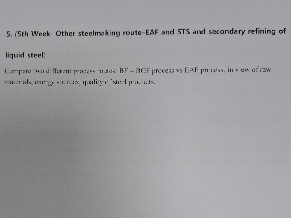 Compare two different process routes: BF - | StudyX