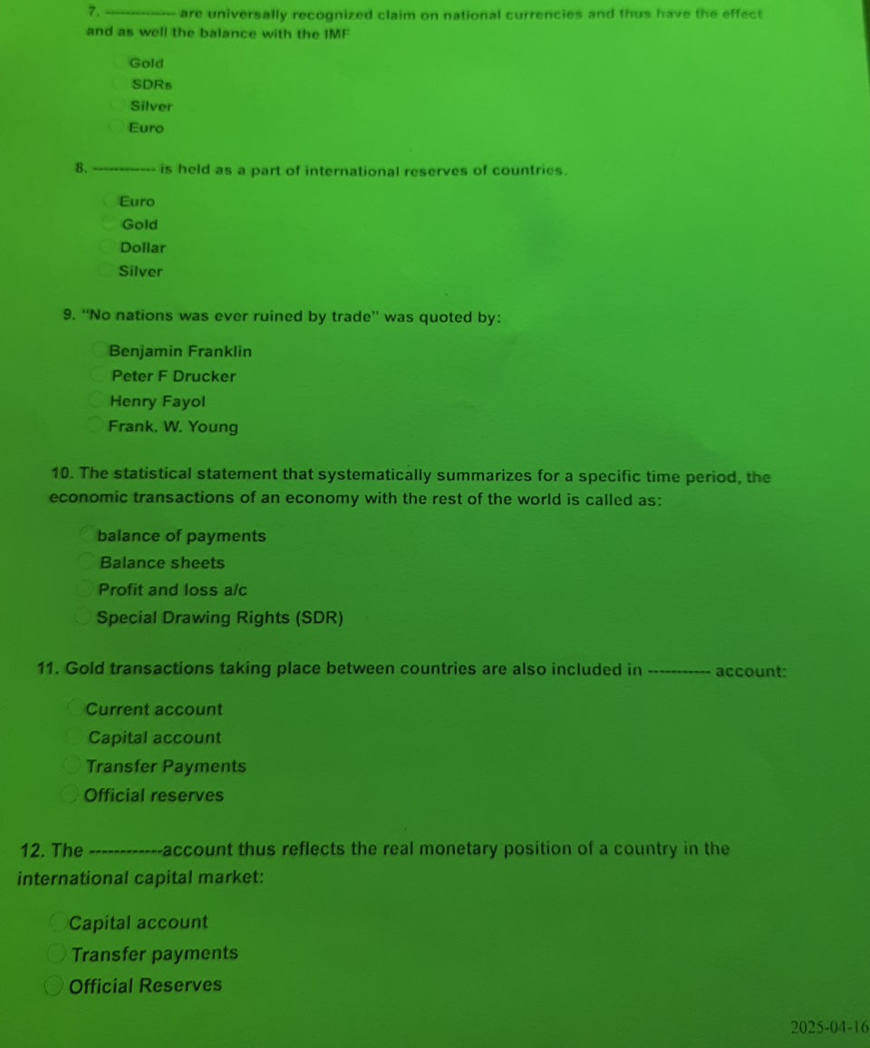 7. ... are universally recognized claim on | StudyX