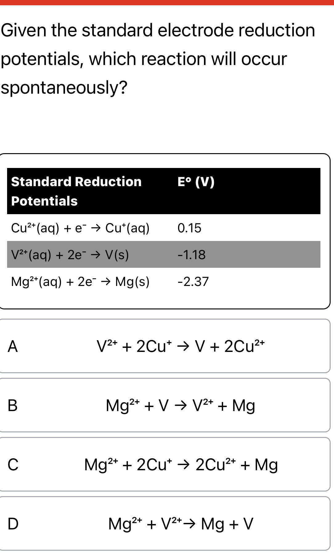 Given the standard electrode reduction | StudyX