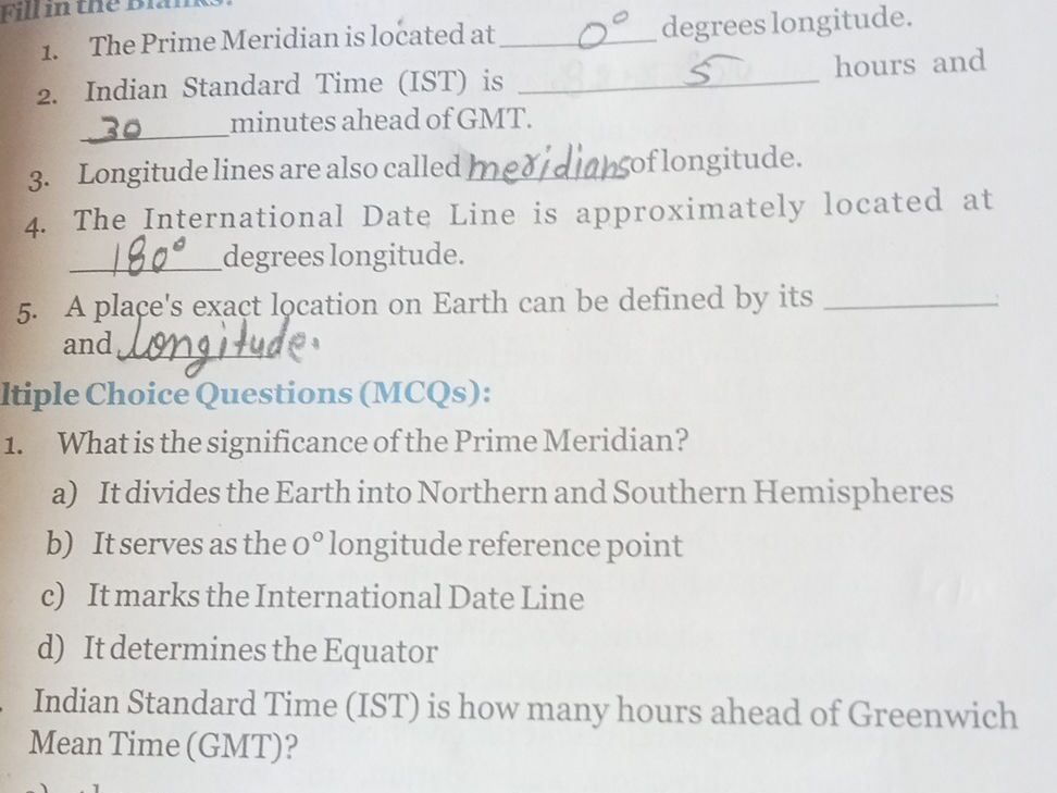 1. The Prime Meridian is located at 0 | StudyX