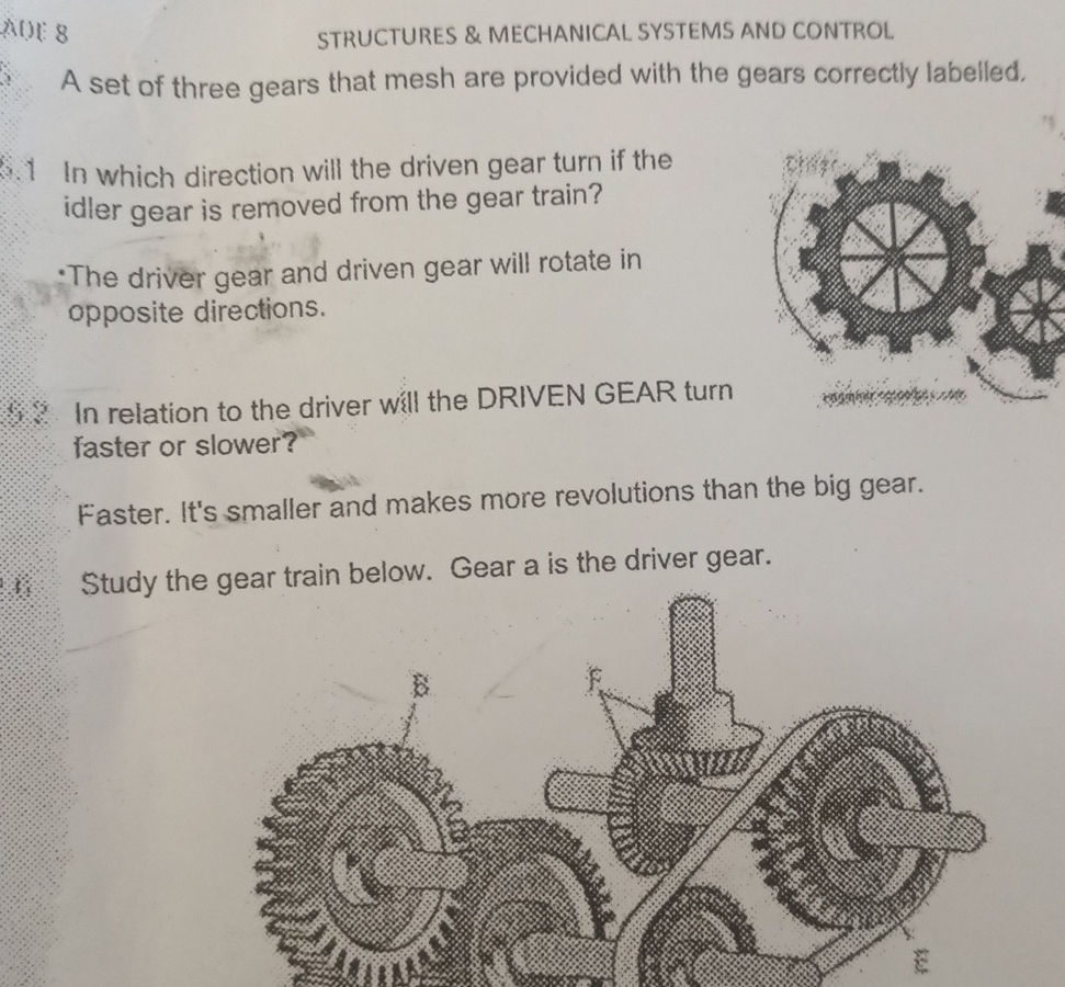 3.1 In which direction will the driven gear | StudyX