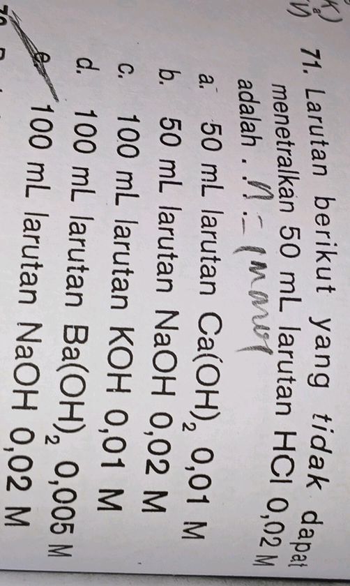 71. Larutan berikut yang tidak dapat | StudyX