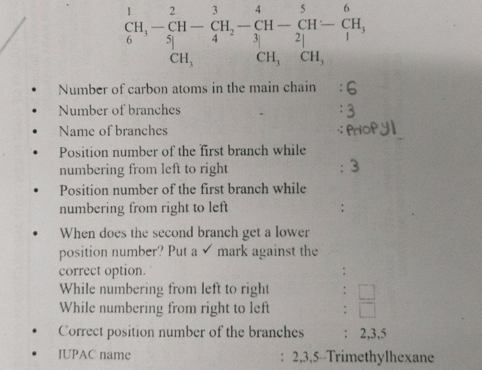 Number of carbon atoms in the main chain: 6 | StudyX