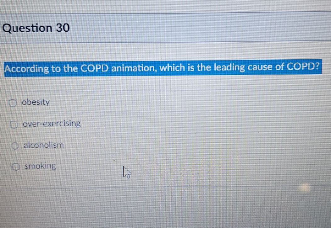 According to the COPD animation, which is | StudyX