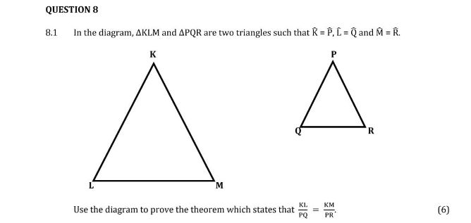 In the diagram, $ KLM$ and $ PQR$ are two | StudyX