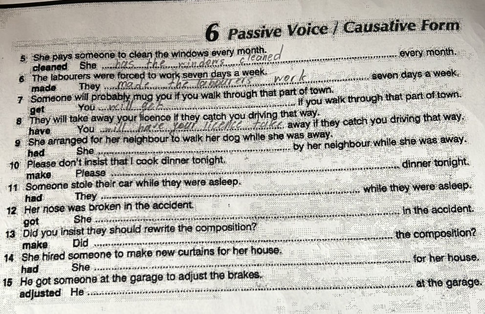 6 Passive Voice / Causative Form 5. She | StudyX