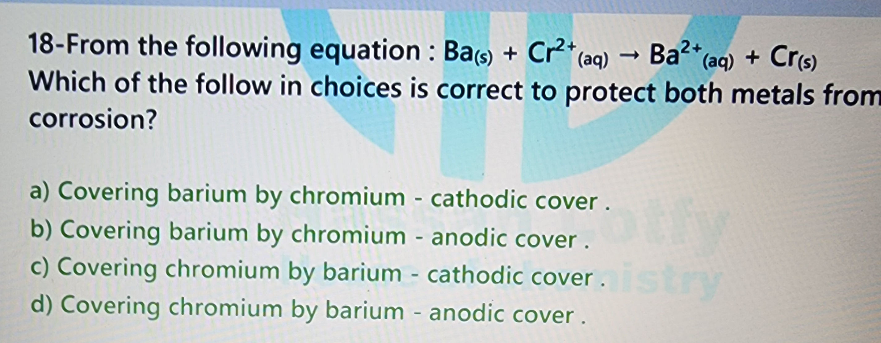 18-From the following equation : $Ba_{(s)} + | StudyX