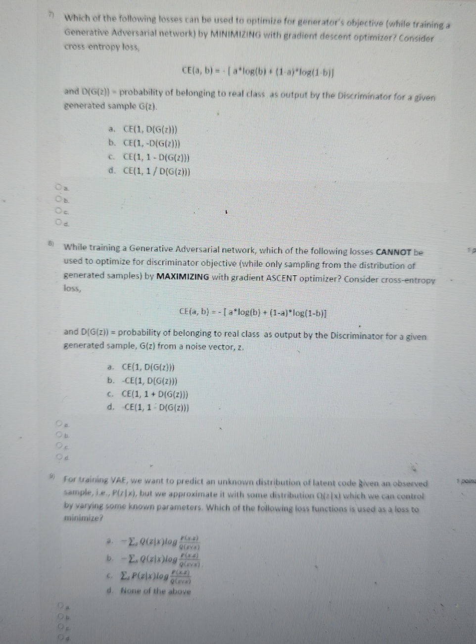 7) Which of the following losses can be used | StudyX