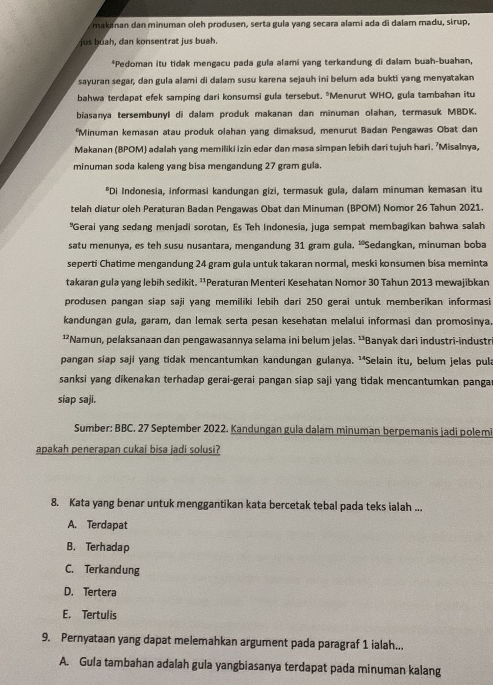 8. Kata yang benar untuk menggantikan kata | StudyX