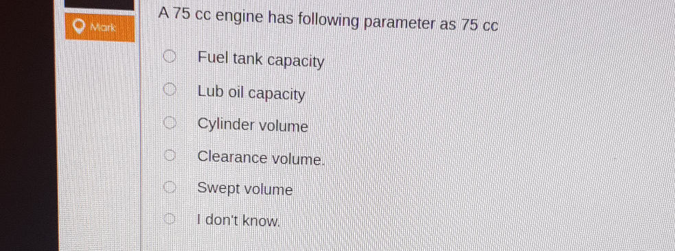 A 75 cc engine has following parameter as 75 | StudyX