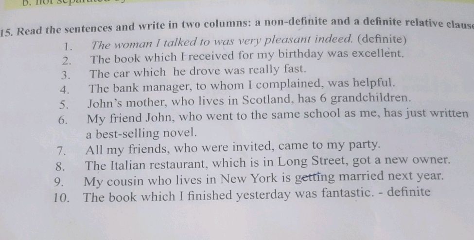 15. Read the sentences and write in two | StudyX