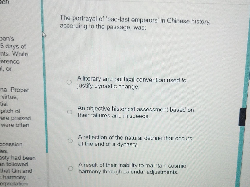 The portrayal of 'bad-last emperors' in | StudyX