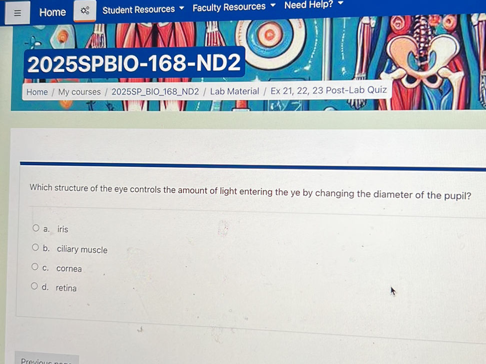 Which structure of the eye controls the | StudyX