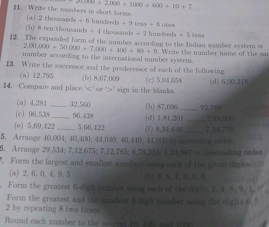 11. Write the numbers in short forms. (a) 2 | StudyX