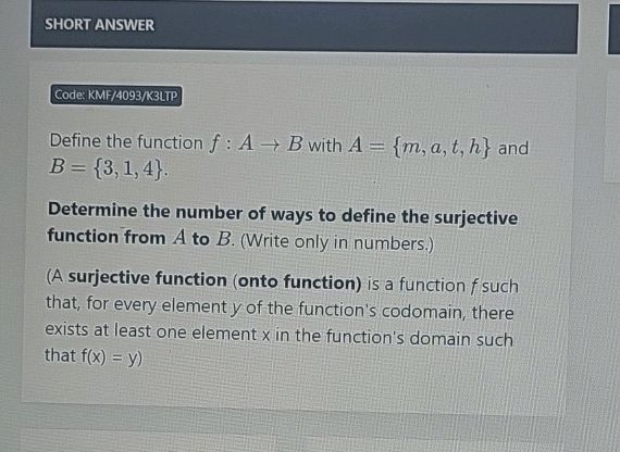 Define the function $f: A B$ with $A = | StudyX