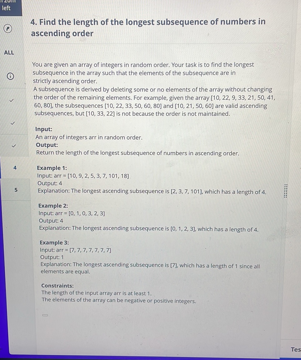 4. Find the length of the longest | StudyX