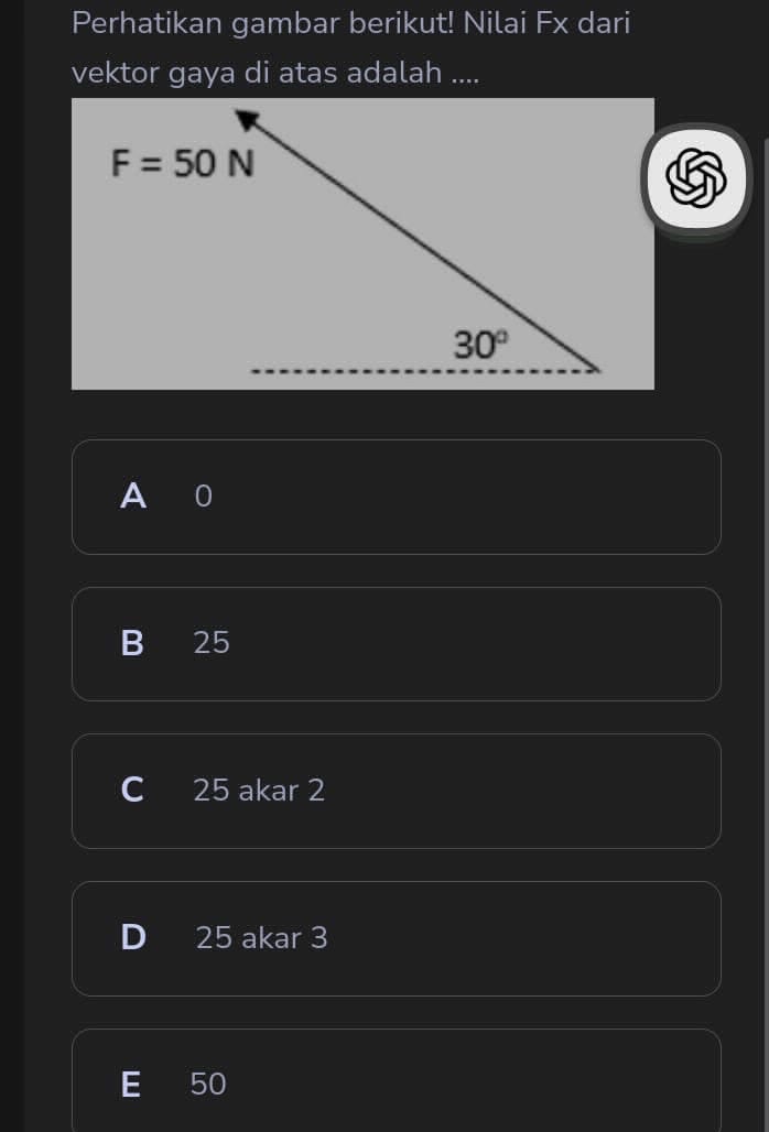 Perhatikan gambar berikut! Nilai Fx dari | StudyX