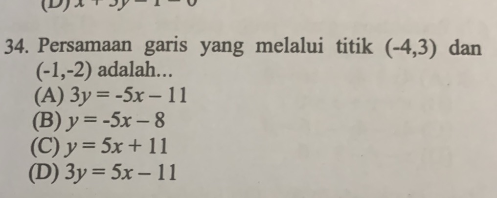 34. Persamaan garis yang melalui titik | StudyX