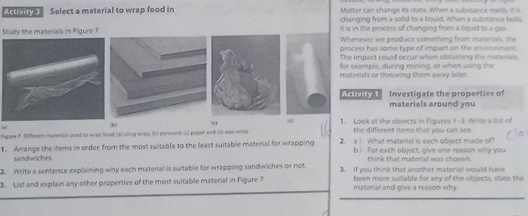 Activity 3 Select a material to wrap food in | StudyX
