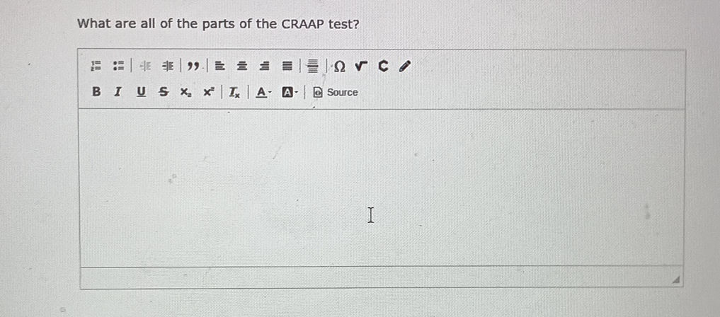 What are all of the parts of the CRAAP test? | StudyX