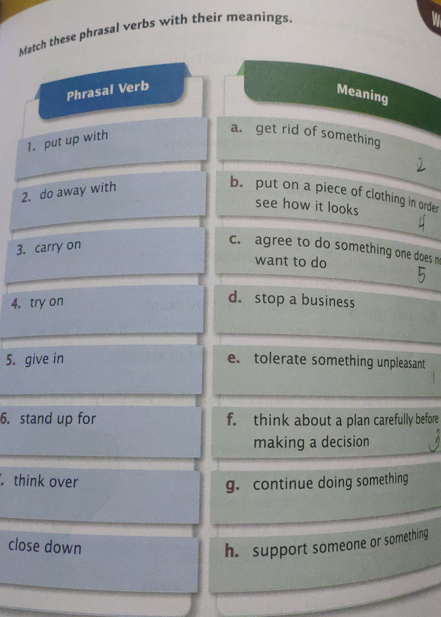 Match these phrasal verbs with their | StudyX