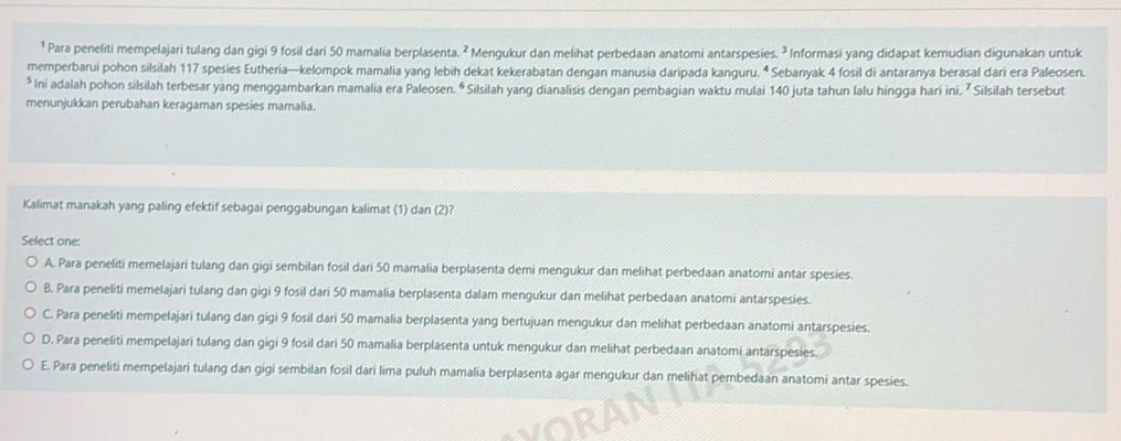 Kalimat manakah yang paling efektif sebagai | StudyX