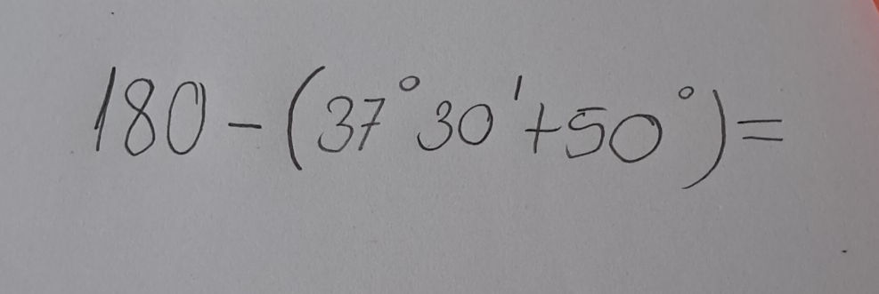 Calculating Angle Subtraction: 180 - (37°30' | StudyX