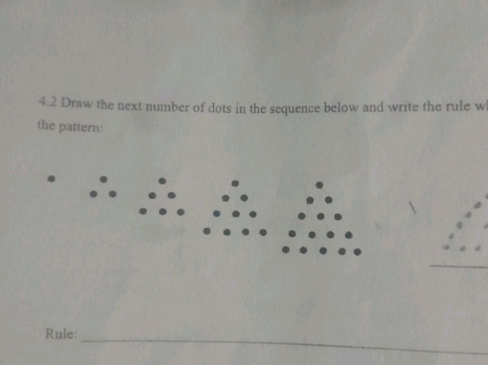 4.2 Draw the next number of dots in the | StudyX