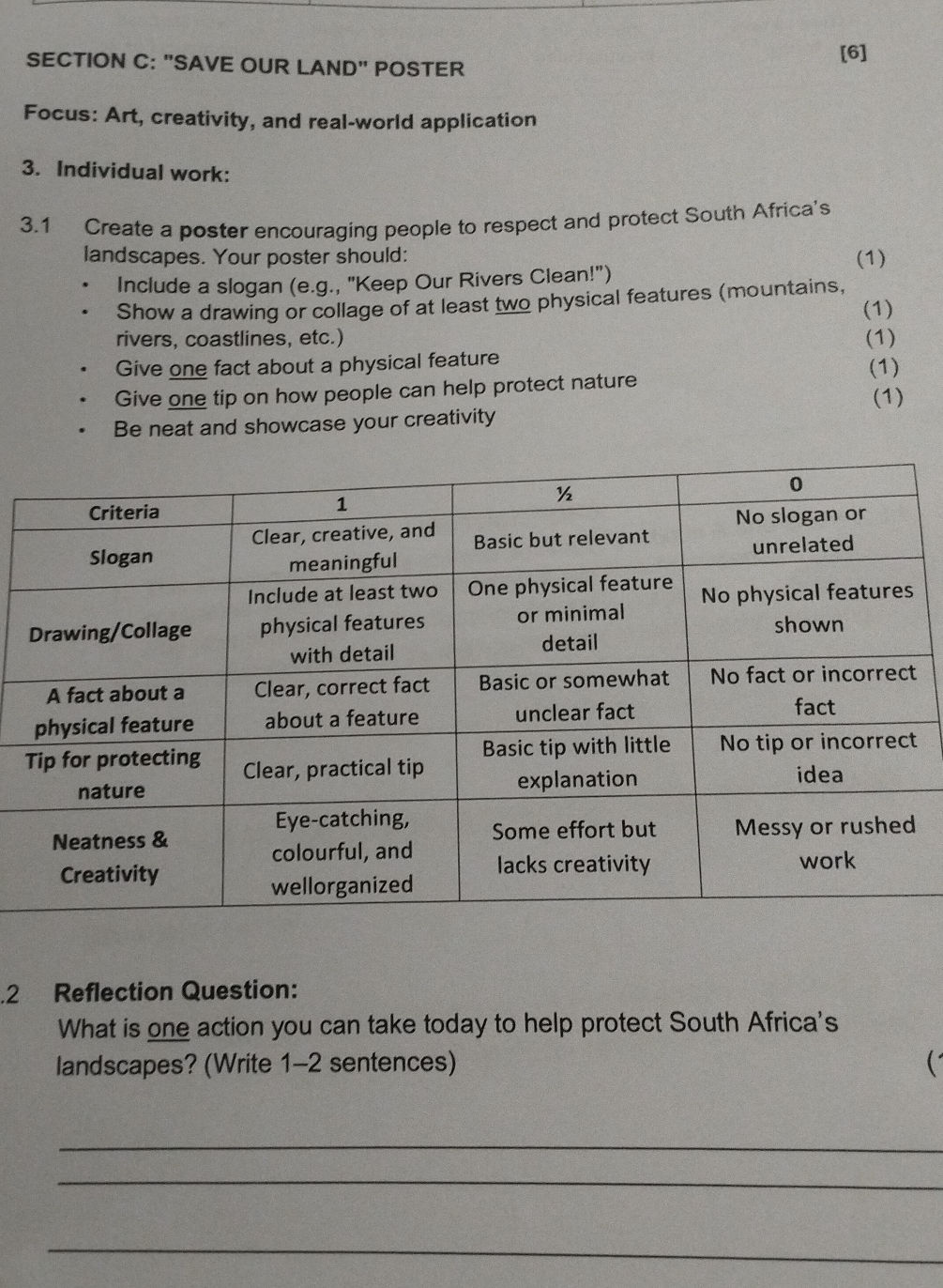 SECTION C: "SAVE OUR LAND" POSTER Focus: | StudyX