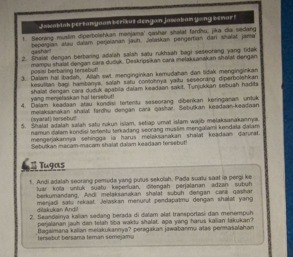 1. Seorang muslim diperbolehkan menjama' | StudyX