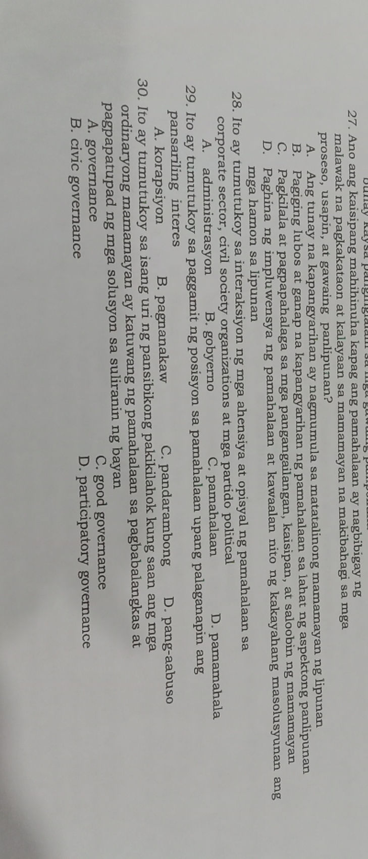 27. Ano ang kaisipang mahihinuha kapag ang | StudyX