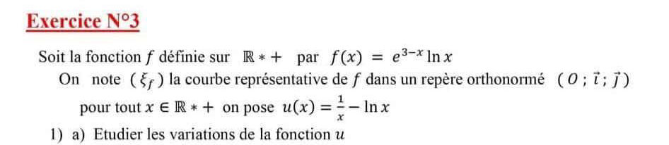 Exercice N°3 Soit la fonction $f$ définie | StudyX