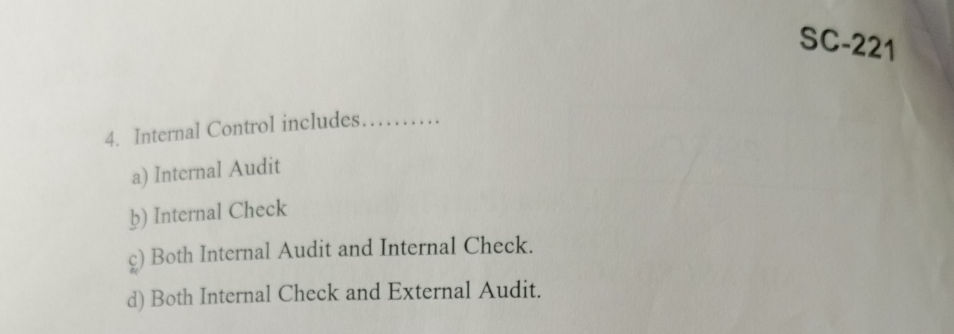 4. Internal Control includes... a) Internal | StudyX