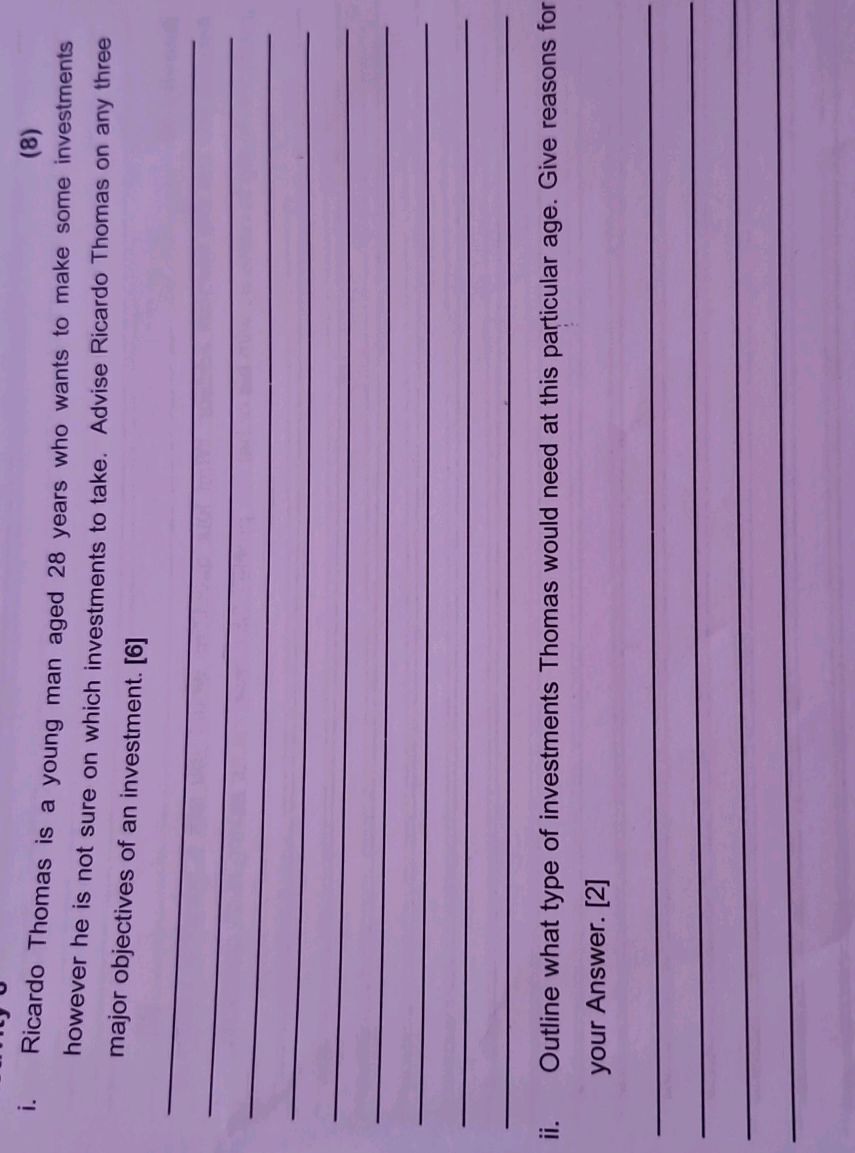 i. Ricardo Thomas is a young man aged 28 | StudyX