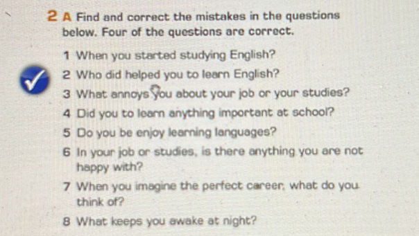2 A Find and correct the mistakes in the | StudyX