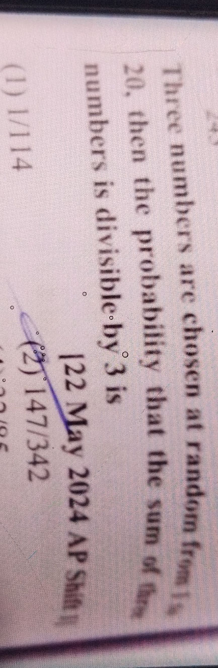 Three numbers are chosen at random from 1 to | StudyX