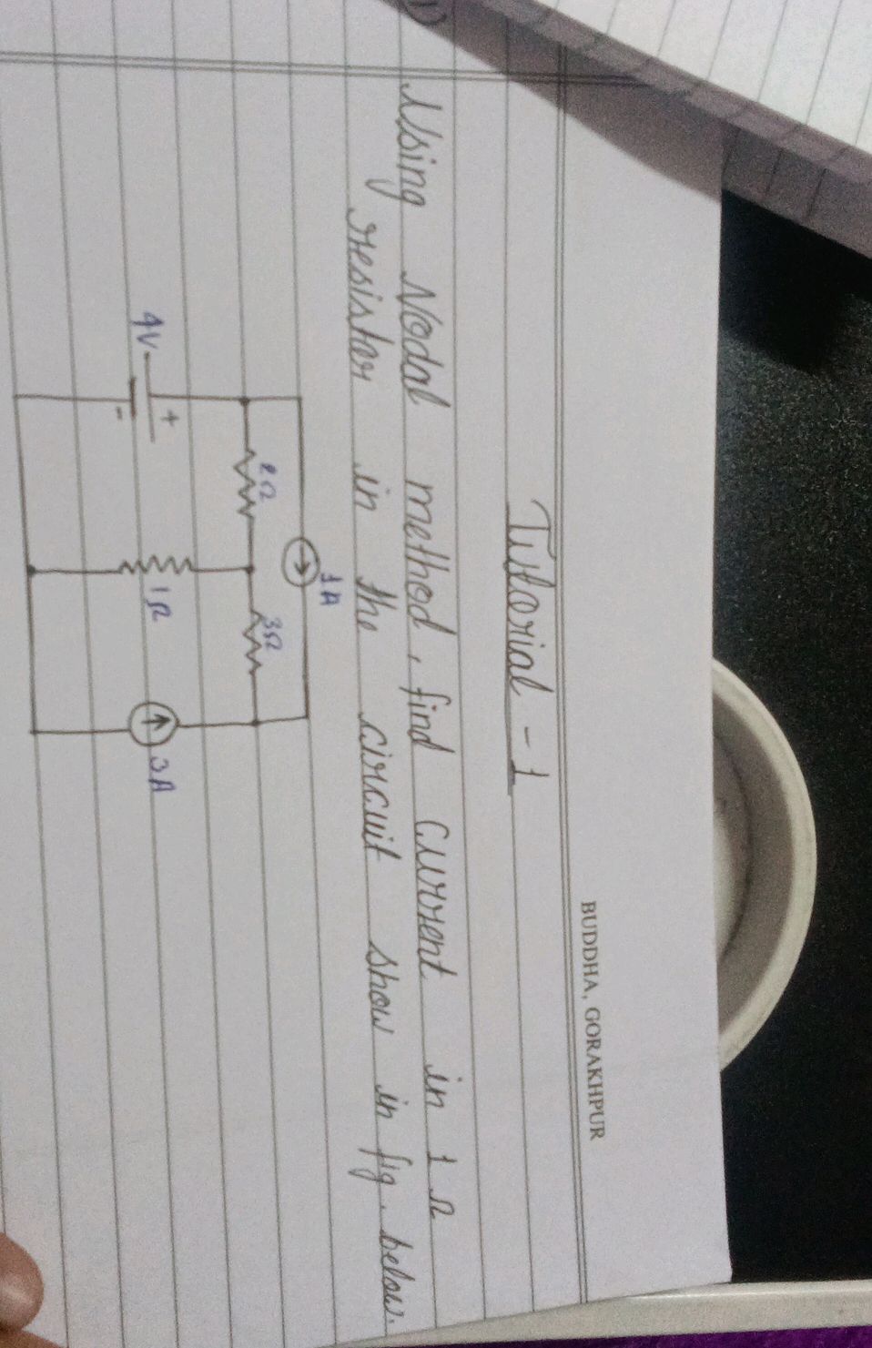 Using Nodal method, find current in 1 $ $ | StudyX