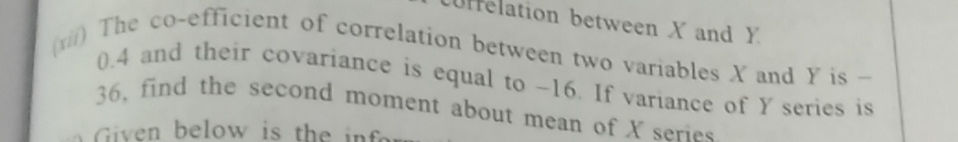 (xii) The co-efficient of correlation | StudyX