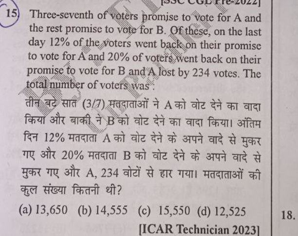Three-seventh of voters promise to vote for | StudyX